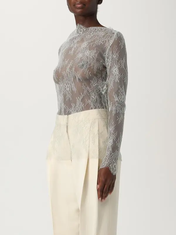 Alberta Ferretti Long Sleeve Lace Top - White