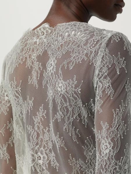 Alberta Ferretti Long Sleeve Lace Top - White