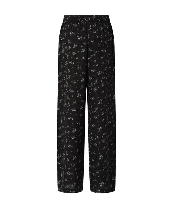 Pinko Floral-print Wide-leg Trousers With Side Stripe - Black
