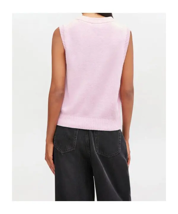 GANNI Puppy Print Knit Vest - Pink