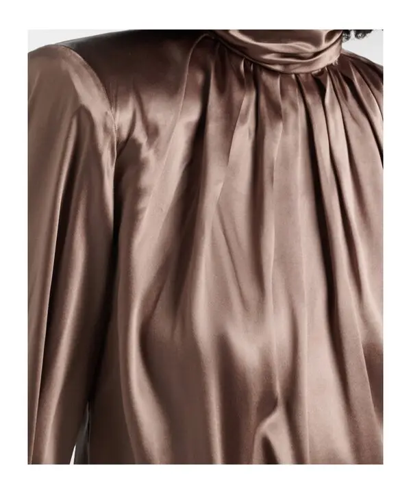 MUGLER Draped Silk-blend Satin Top