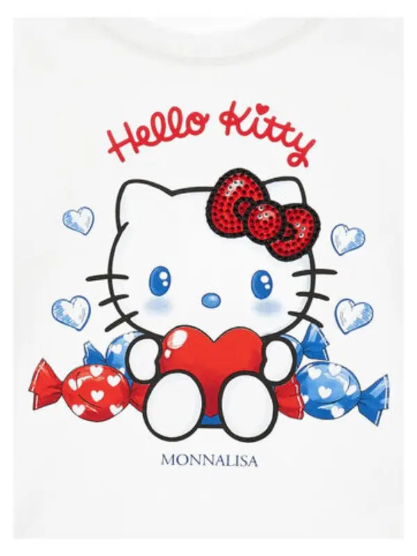 Monnalisa Hello Kitty Printed Crewneck T-shirt