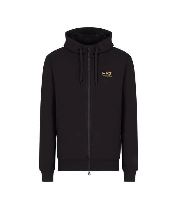 EA7 Logo-detail Zip-up Hoodie - Black