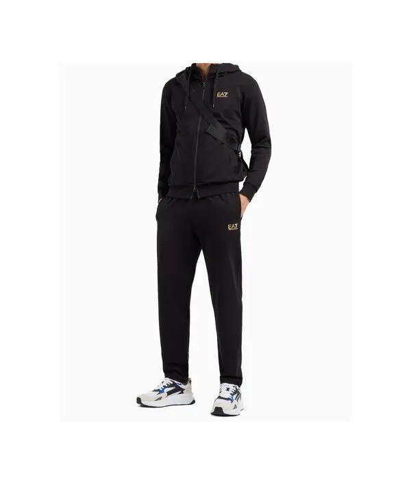 EA7 Logo Detail Full Zip Hoodie - Black