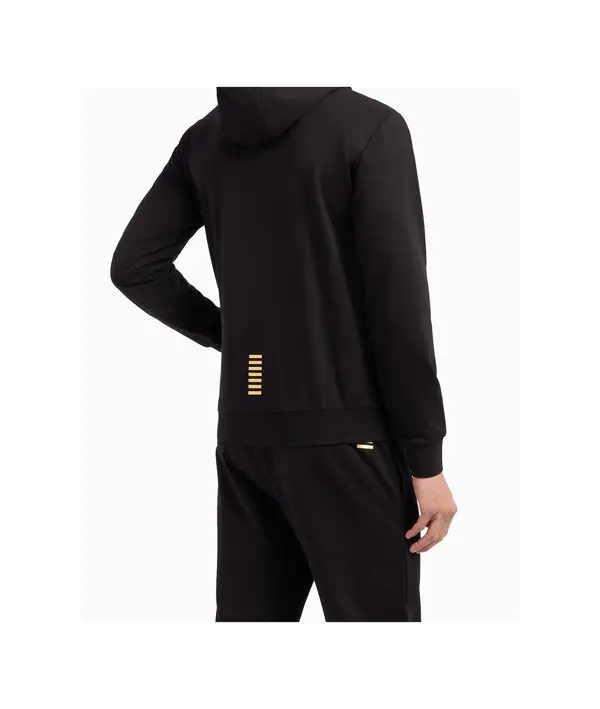 EA7 Logo Detail Full Zip Hoodie - Black