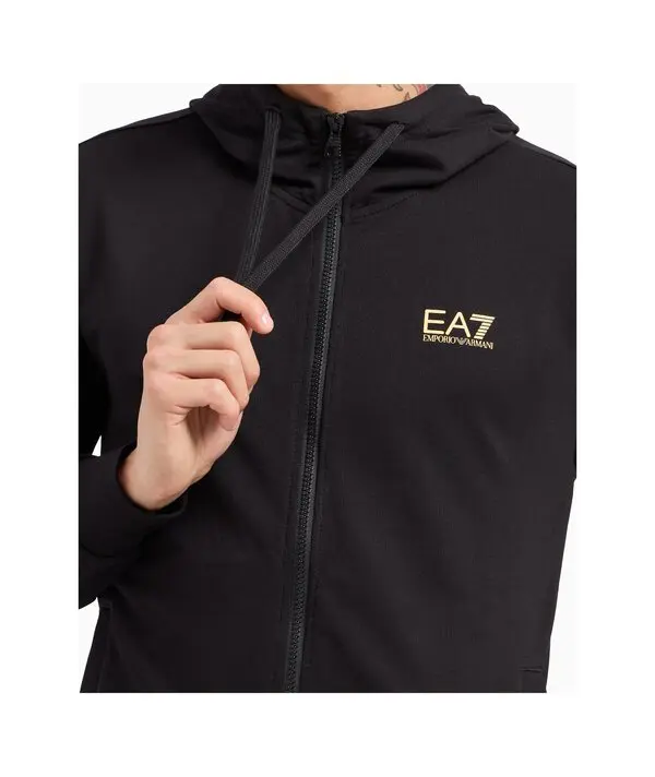 EA7 Logo Detail Full Zip Hoodie - Black