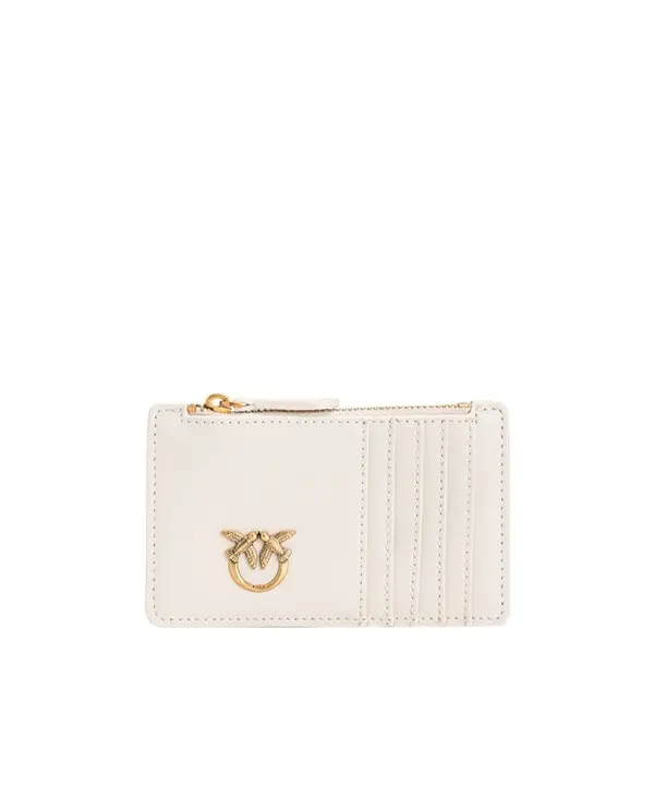 Pinko Logo Plaque Zipped Card Holder - White