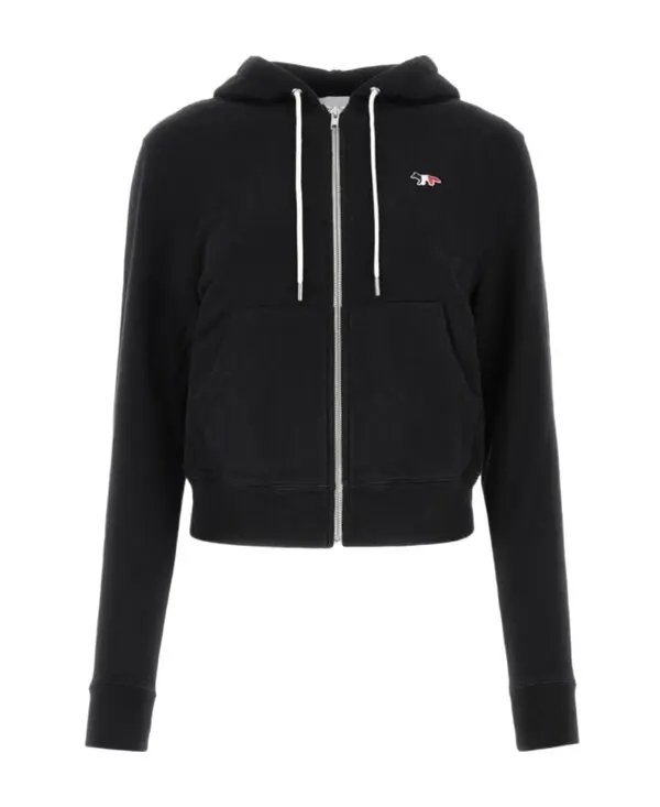 Maison Kitsuné Fox Embroidery Zip-up Hoodie - Black