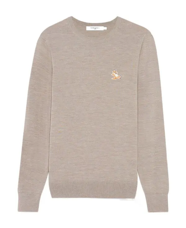 Maison Kitsuné Dressed Fox Patch Embroidered Relaxed Jumper - Light Brown