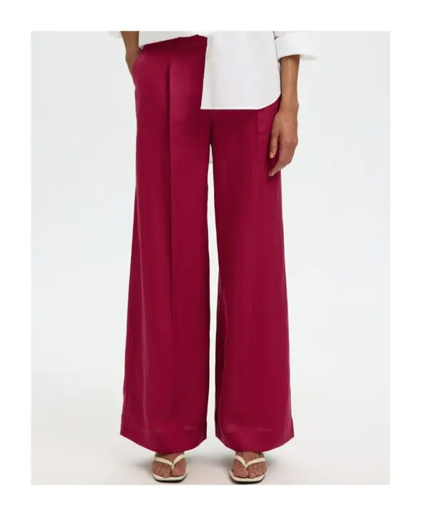 SELECTED Wide Fit Linen-blend Trousers