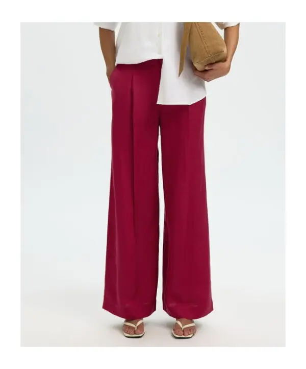 SELECTED Wide Fit Linen-blend Trousers