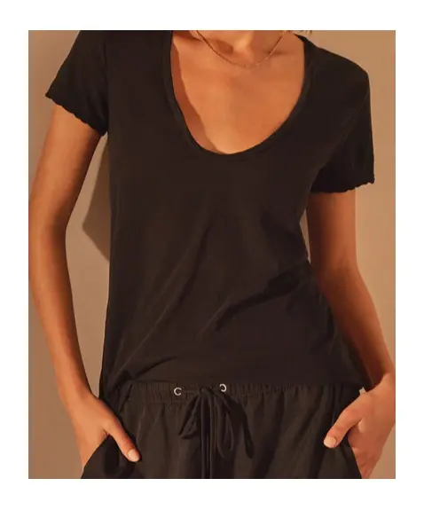 JAMES PERSE Semi U-neck T-shirt - Black
