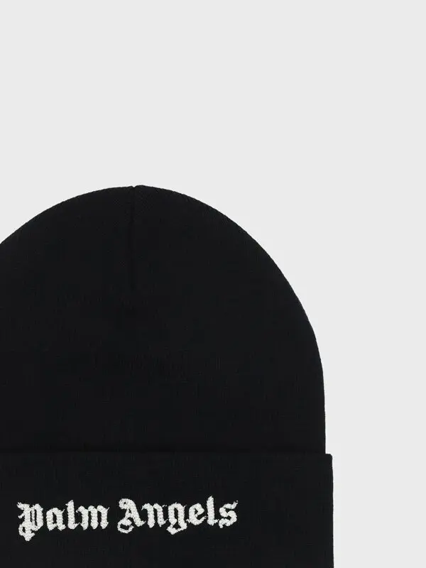Palm Angels Logo Embroidered Knit Beanie