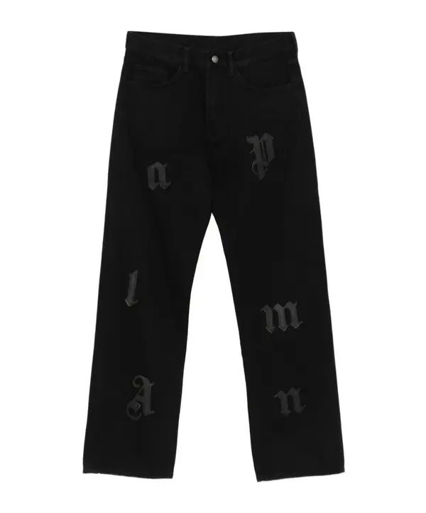 Palm Angels Logo Patch Straight Leg Jeans