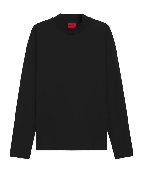 Hugo Boss Mock Neck Slim-fit T-shirt - Black