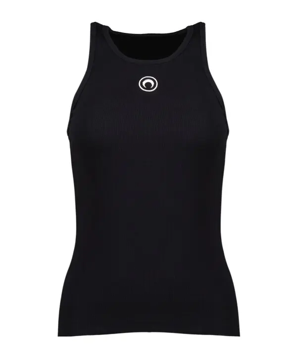 MARINE SERRE Crescent Moon Embroidered Sleeveless Tank Top - Black