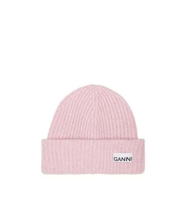 GANNI Logo Patch Oversized Beanie