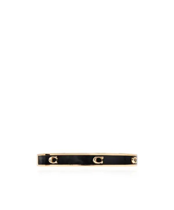 COACH Logo Enamel Bangle Bracelet - Black