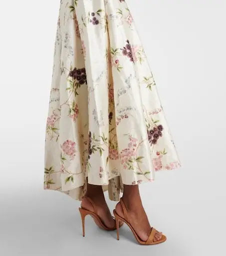 Erdem Draped Floral Satin Cocktail Dress