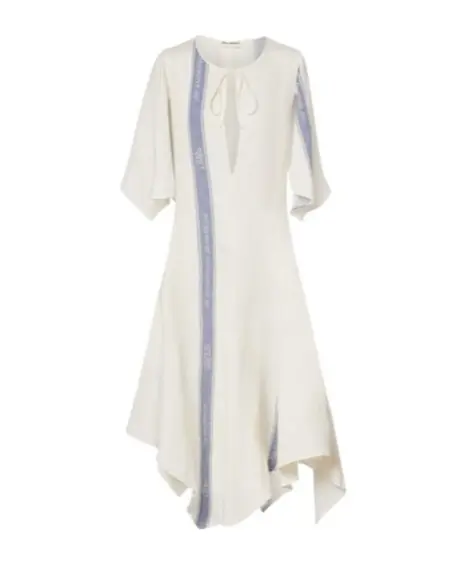 J.W.ANDERSON Jw Anderson Asymmetrical Linen Maxi Dress With Logo Bands - White