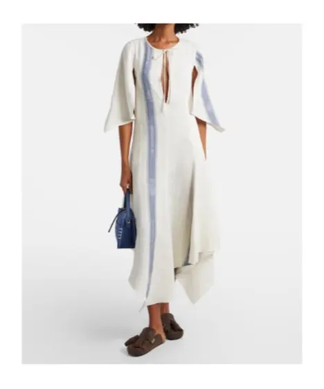 J.W.ANDERSON Jw Anderson Asymmetrical Linen Maxi Dress With Logo Bands