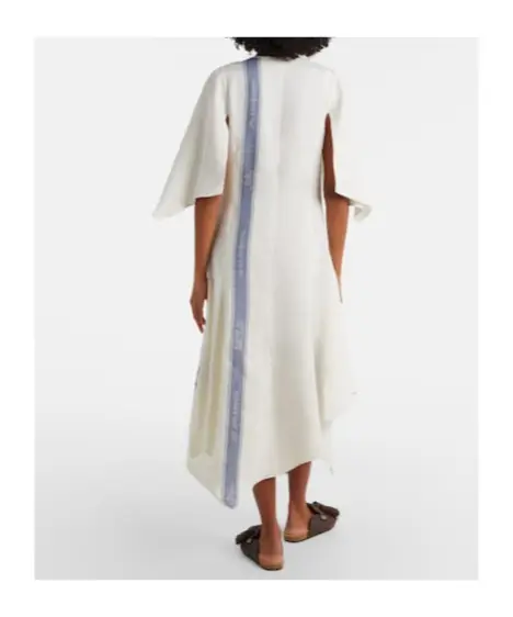 J.W.ANDERSON Jw Anderson Asymmetrical Linen Maxi Dress With Logo Bands