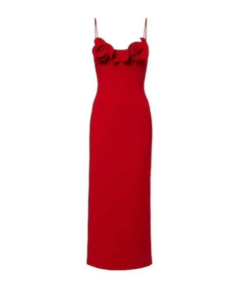 Magda Butrym Floral Appliqué Wool-blend Midi Dress - Red