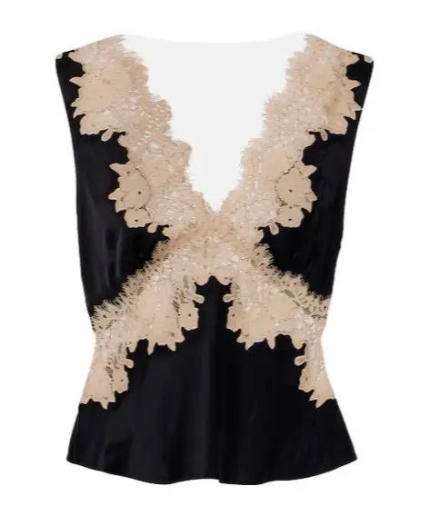 Rixo Emmie Lace-trimmed Satin Top - Black