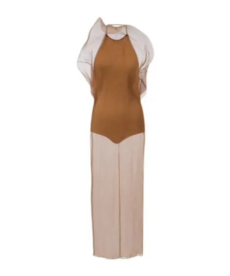 Magda Butrym Sheer Silk Organza Midi Dress - Nude
