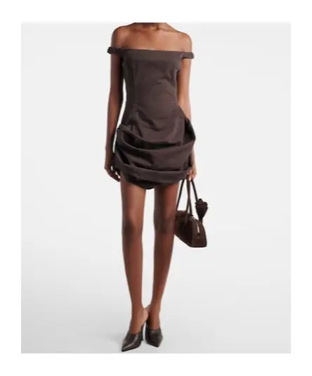Magda Butrym Gathered Off-shoulder Denim Minidress