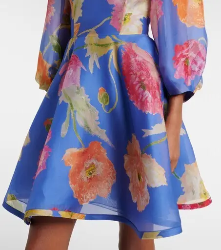 Carolina Herrera Floral Silk Organza Minidress