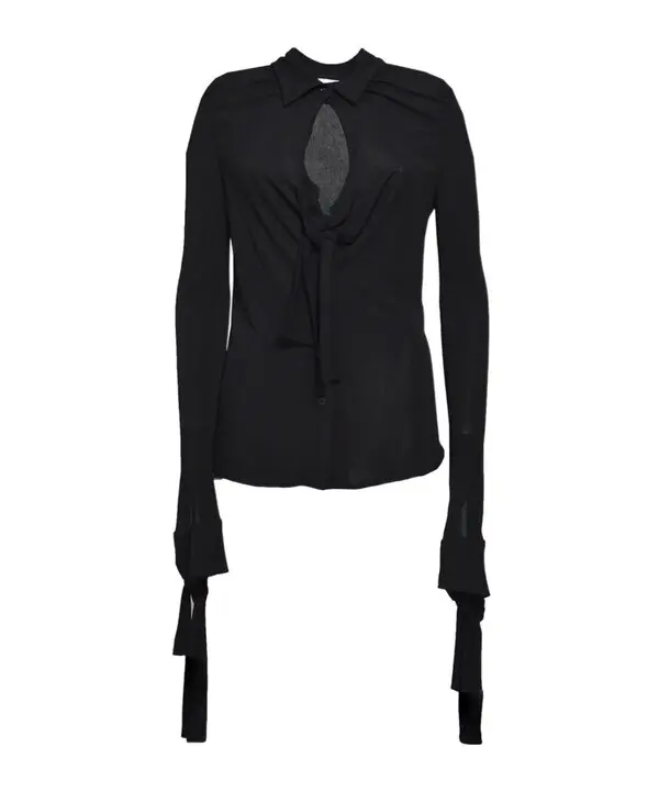 MSGM Draped Cut Out Detailed Shirt - Black