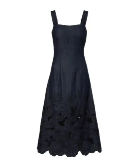 Veronica Beard Rosaura Floral Denim Midi Dress - Black