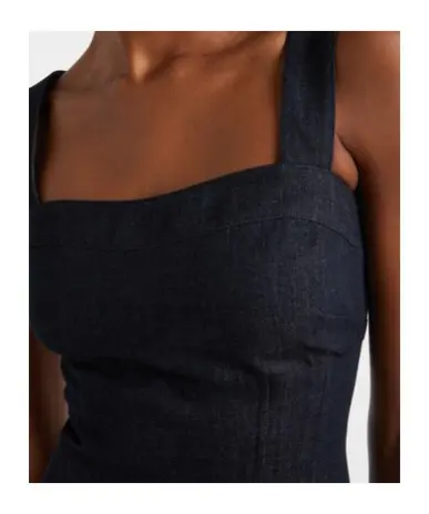 Veronica Beard Rosaura Floral Embroidered Denim Midi Dress - Black