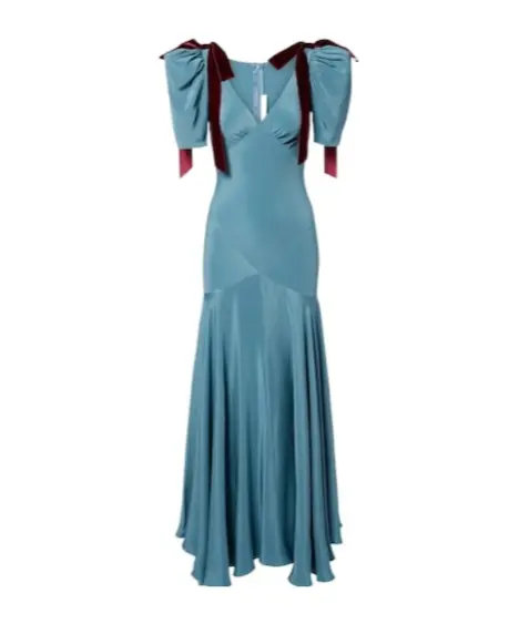 RODARTE Bow-detail Silk Crepe Gown - Blue
