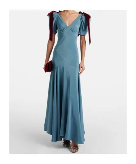 RODARTE Silk Crepe Gown With Velvet Bow Detail