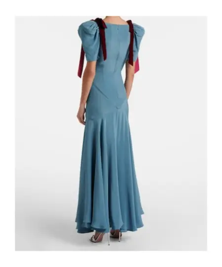 RODARTE Silk Crepe Gown With Velvet Bow Detail