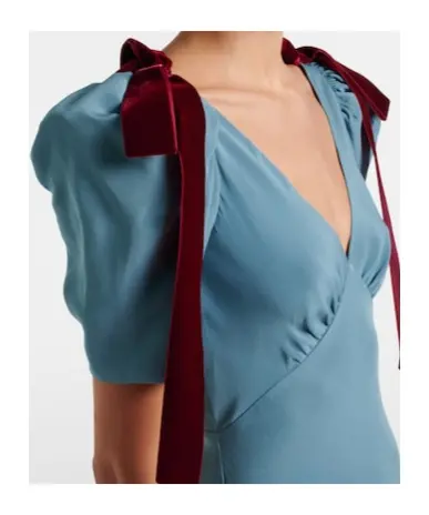RODARTE Silk Crepe Gown With Velvet Bow Detail
