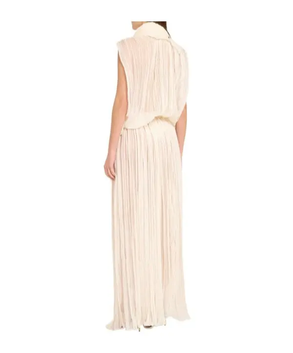 Blumarine Pleated Silk Chiffon Maxi Dress