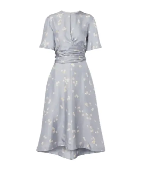 Altuzarra Kirsty Floral Draped Silk Midi Dress - Gray