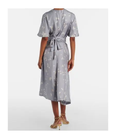 Altuzarra Kirsty Floral Draped Silk Midi Dress - Gray