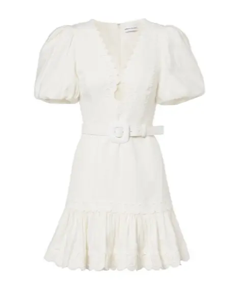 Rebecca Vallance Kahlia Embroidered Linen-blend Mini Dress - White