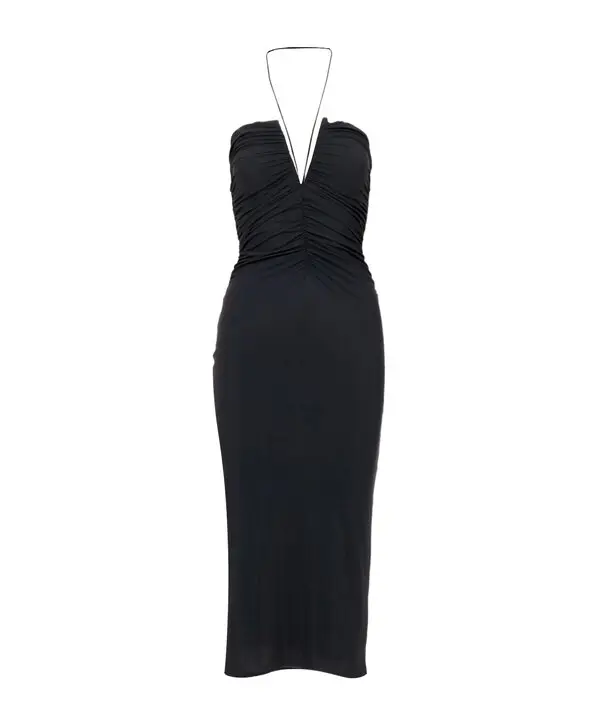 AMAZUIN Pleated Strapless Dress - Black