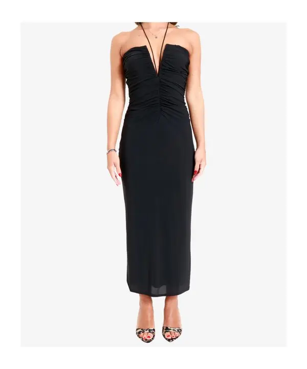 AMAZUIN Pleated Strapless Dress