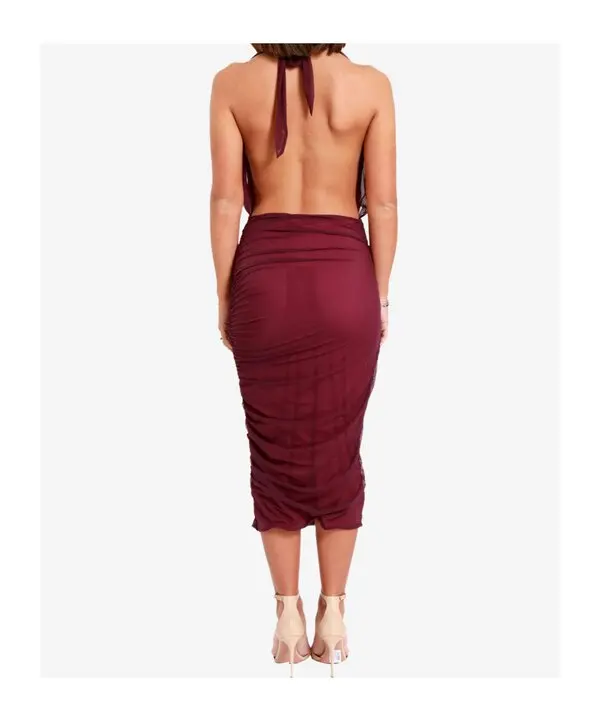 AMAZUIN Transparent Pleated Midi Dress
