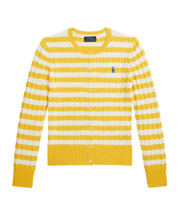 Polo Ralph Lauren Striped Mini-cable Cotton Cardigan - Yellow