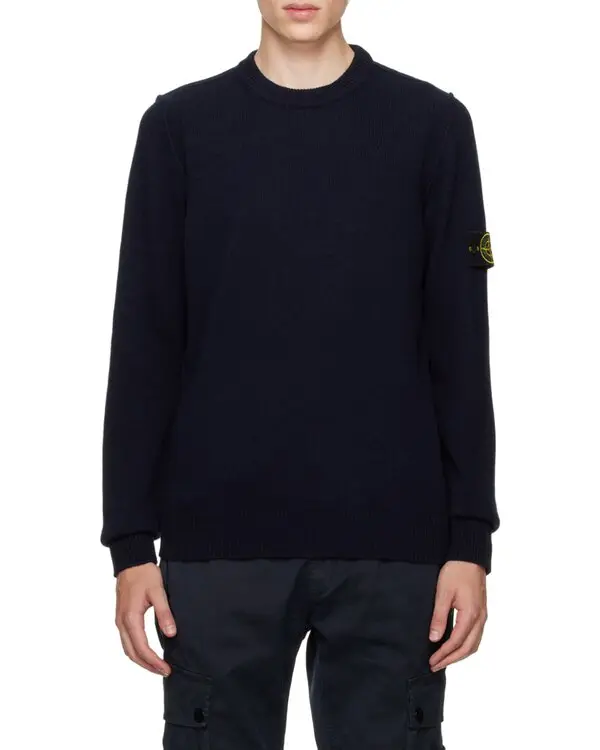 Stone Island Logo Patch Crewneck Knitted Jumper
