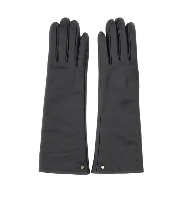 GIANNI CHIARINI Logo-rivet Leather Gloves - Black