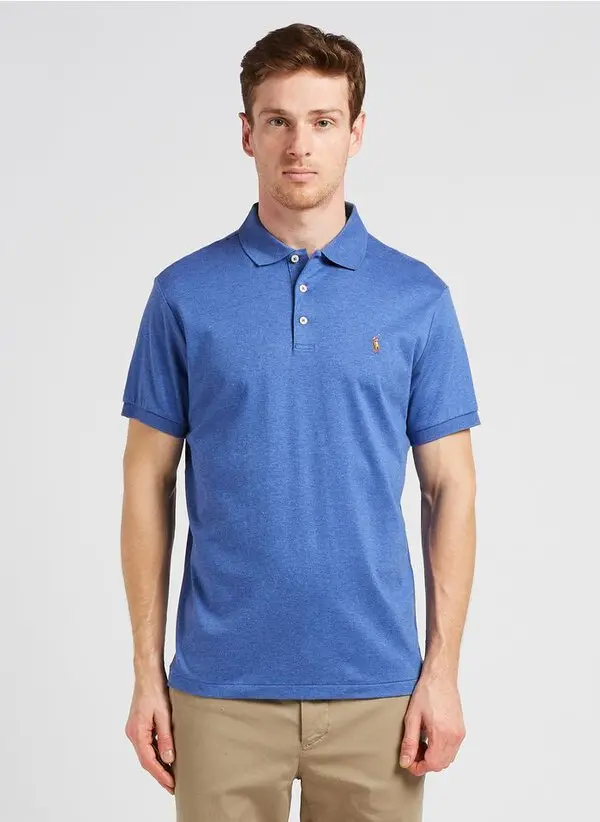 Polo Ralph Lauren Logo Embroidered Short-sleeved Polo Shirt - Blue