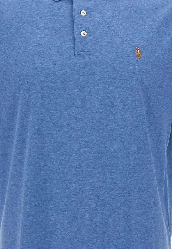 Polo Ralph Lauren Logo Embroidered Short-sleeved Polo Shirt - Blue